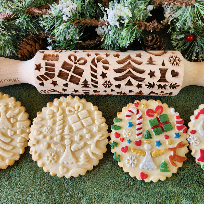 Christmas Large Designs Embossed Rolling Pin – Impress! Bakeware