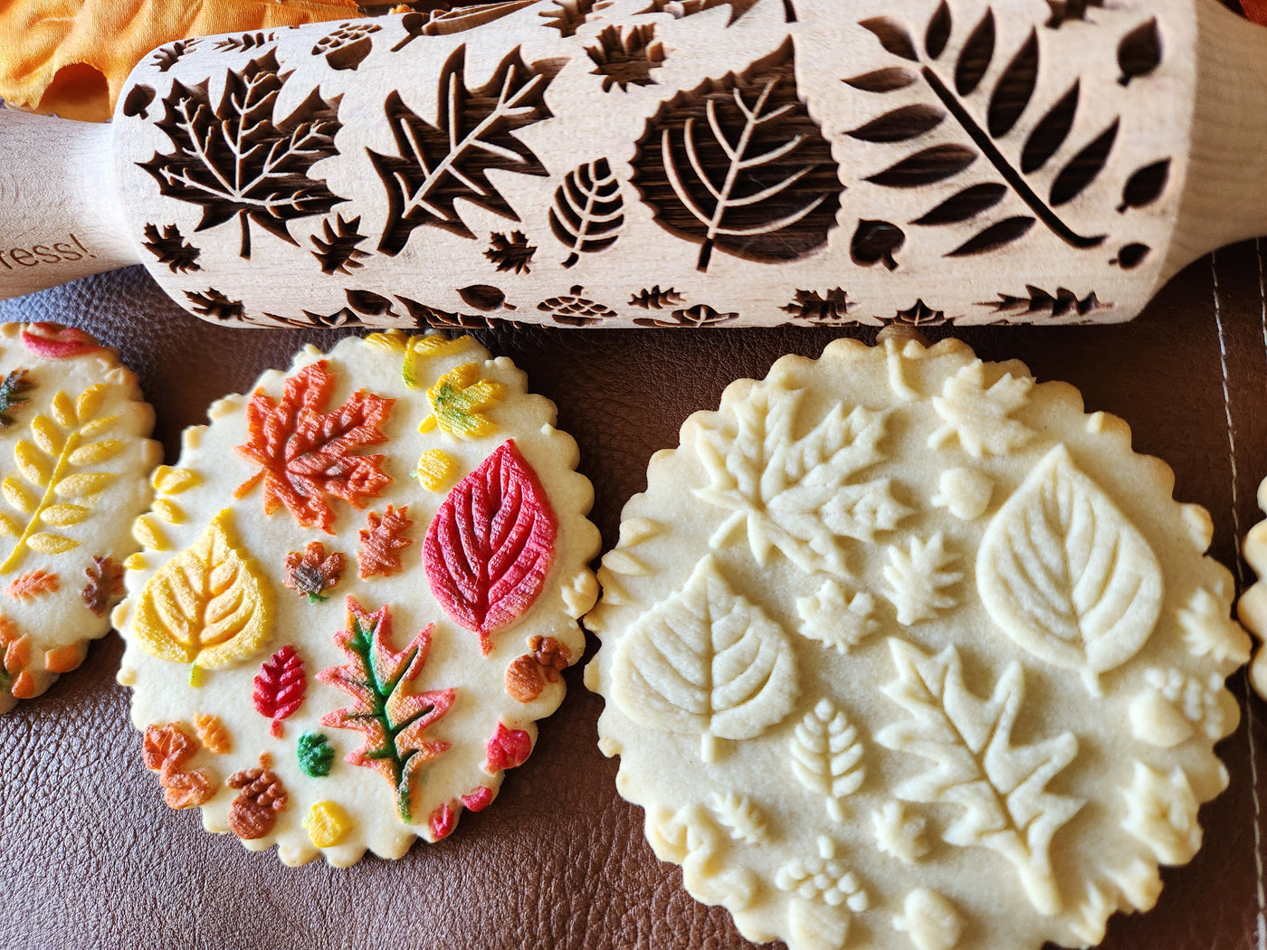 Fall Leaves Large Designs Embossed Rolling Pin – Impress! Bakeware