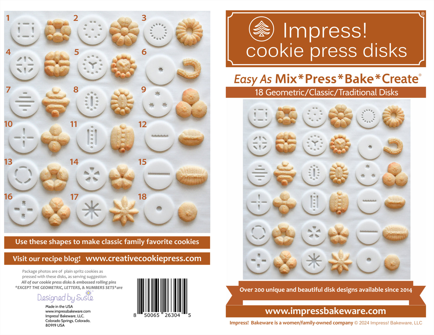 Geometric/Classic/Traditional 18 Disk Set for Cookie Presses – Impress ...