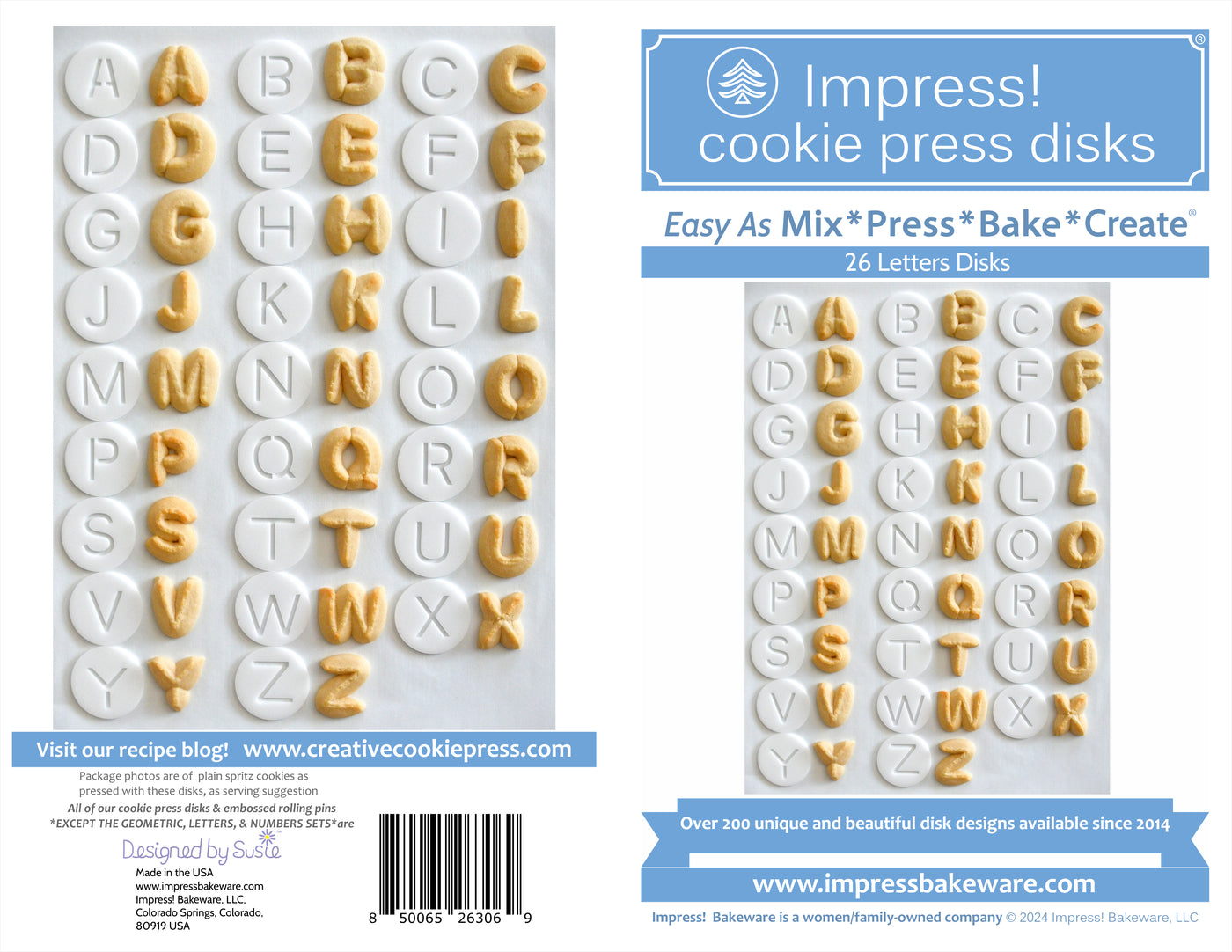 Letters 26 Disk Set for Cookie Presses – Impress! Bakeware