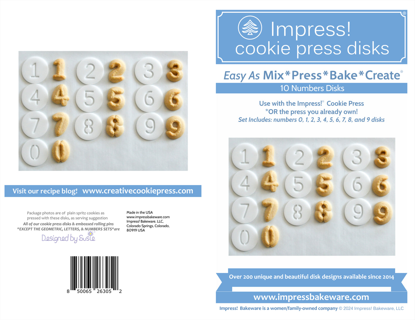 Numbers 10 Disk Set for Cookie Presses – Impress! Bakeware