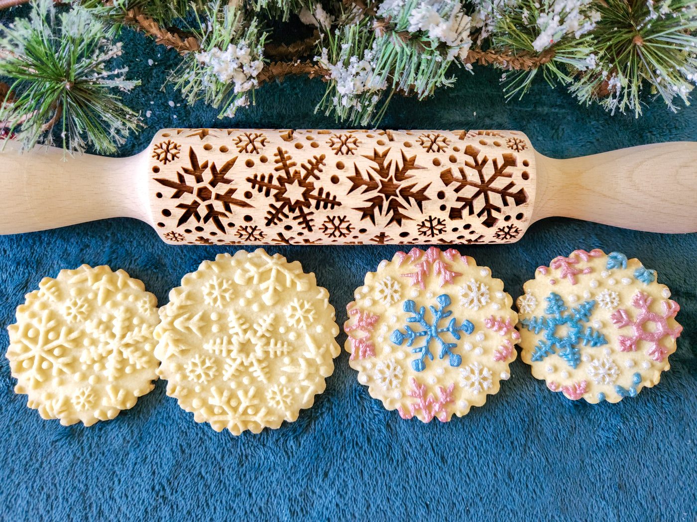 Snowflakes Large Fancy Designs Embossed Rolling Pin – Impress! Bakeware