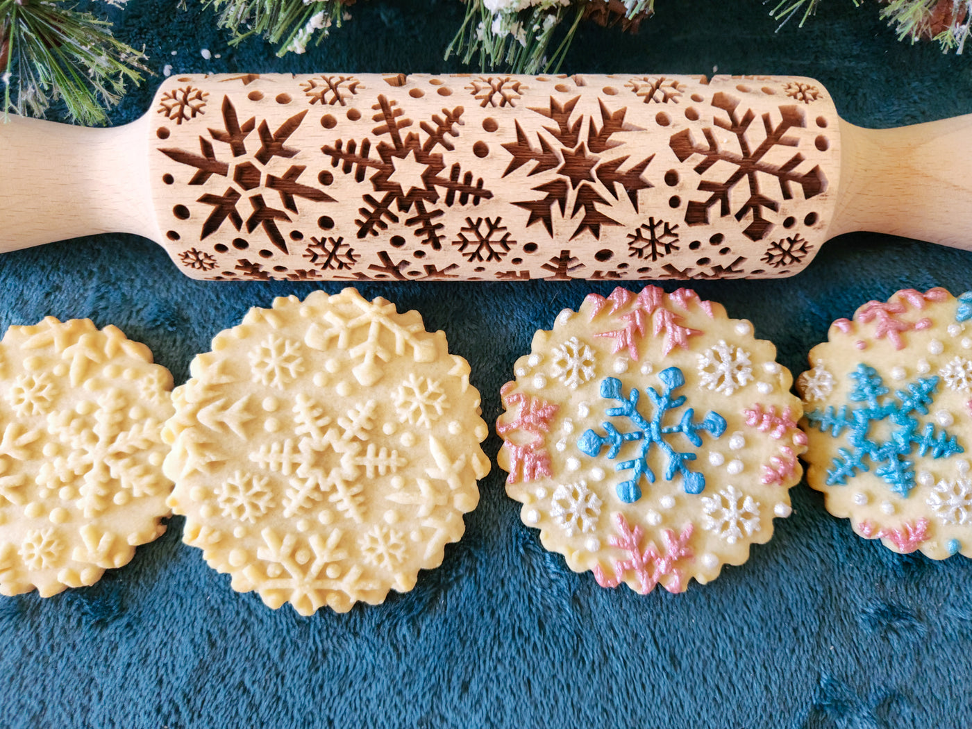 Snowflakes Large Fancy Designs Embossed Rolling Pin – Impress! Bakeware
