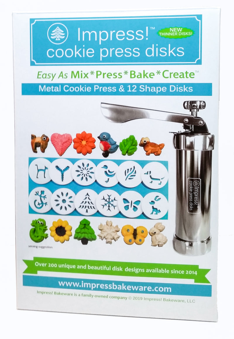 Impress! Metal Cookie Press and 12 Shape Disks – Impress! Bakeware